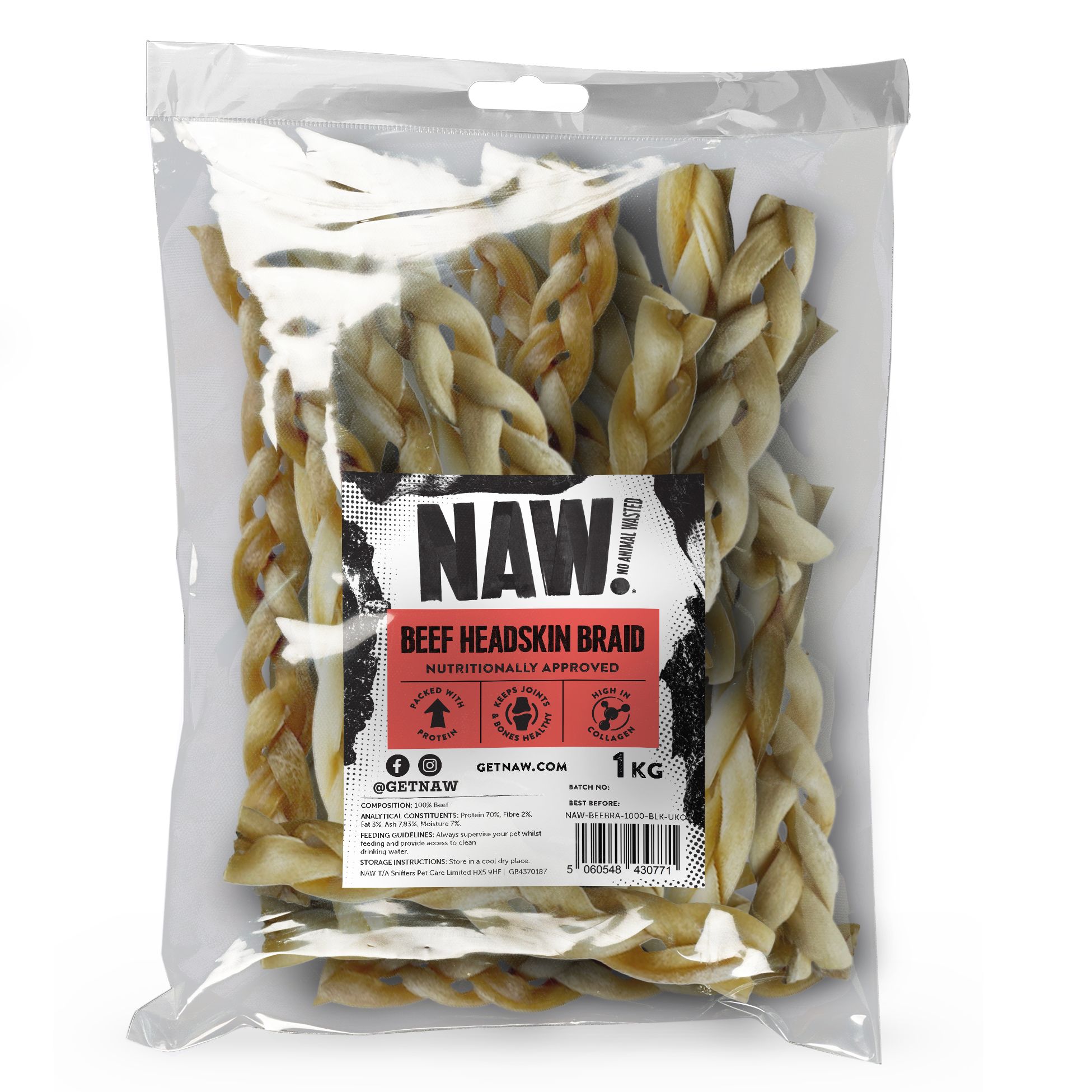 Beef Braided Head Skin (1kg) – NAW